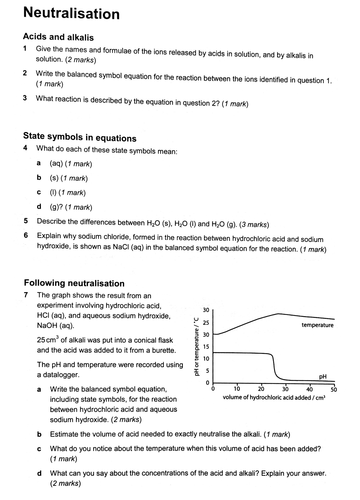 AQA GCSE Chemistry C5 Chemical Change Worksheets | Teaching Resources