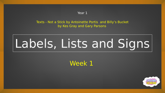 Year 1: Labels, Lists and Signs (Week 1 of 2) by DreamScheme | Teaching ...