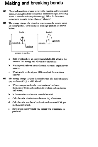 AQA GCSE Chemistry C7 Energy Changes Worksheets | Teaching Resources