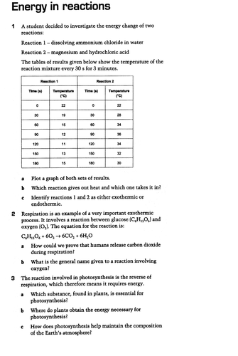 AQA GCSE Chemistry C7 Energy Changes Worksheets | Teaching Resources