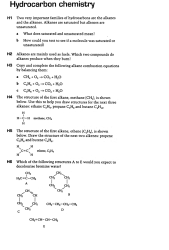AQA GCSE Chemistry C9 Crude OIl & Fuels Worksheets | Teaching Resources