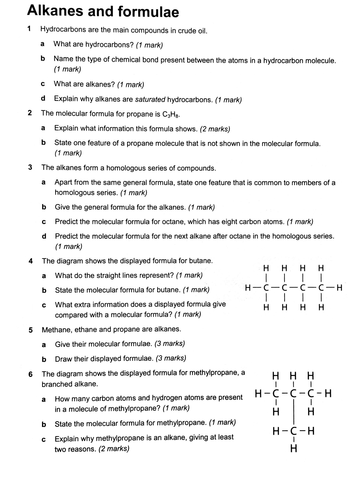 AQA GCSE Chemistry C9 Crude OIl & Fuels Worksheets | Teaching Resources