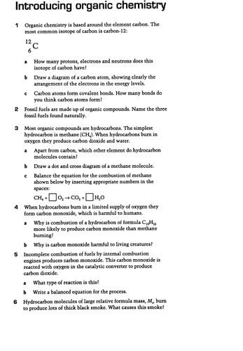 AQA GCSE Chemistry C9 Crude OIl & Fuels Worksheets | Teaching Resources