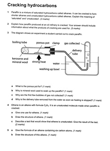 AQA GCSE Chemistry C9 Crude OIl & Fuels Worksheets | Teaching Resources