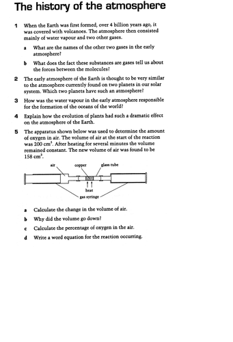 AQA GCSE Chemistry C13 Atmosphere Worksheets | Teaching Resources