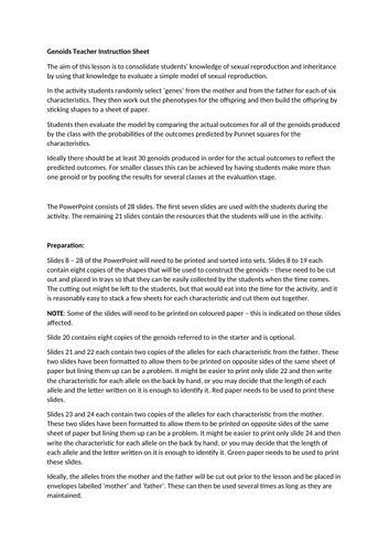Genoids - A hands-on modelling activity on genetic inheritance ...