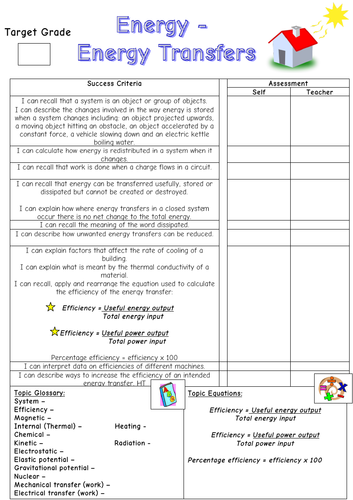 AQA Energy Checklist | Teaching Resources