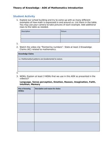 IB DP Theory of Knowledge - Introduction to Mathematics AOK | Teaching ...