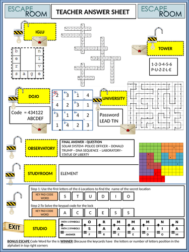 Science Escape Room End of Term | Teaching Resources