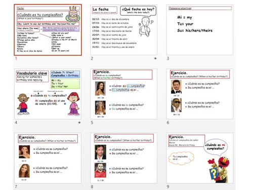Lesson 7 Spanish Birthdays and possessive adjectives | Teaching Resources