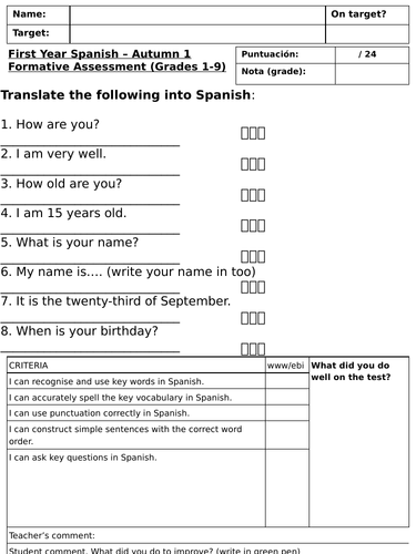 Lesson 8 Formative assessment and grow | Teaching Resources