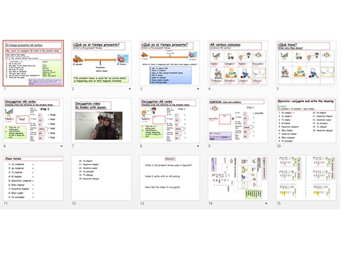 Lesson 17 Spanish present AR verbs | Teaching Resources