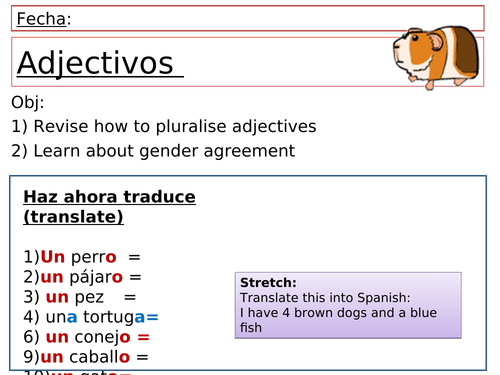 Lesson 26 Adjectives ser | Teaching Resources
