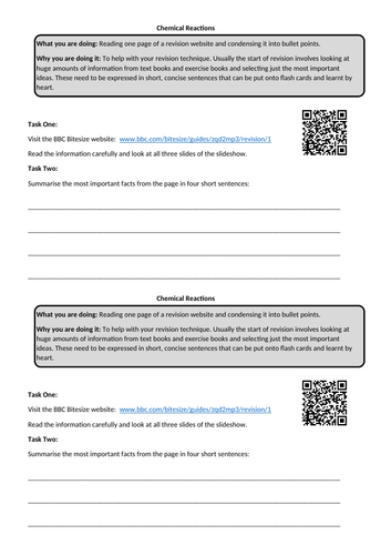 Using Revision Resources - Chemical Reactions | Teaching Resources