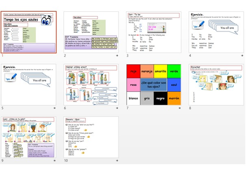Lesson 29 Spanish Eye colour | Teaching Resources