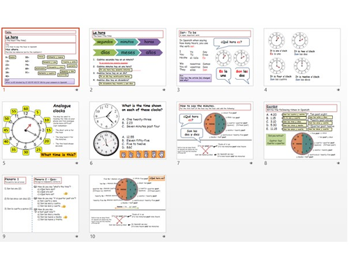 Lesson 31 Telling the time introduction. La hora | Teaching Resources