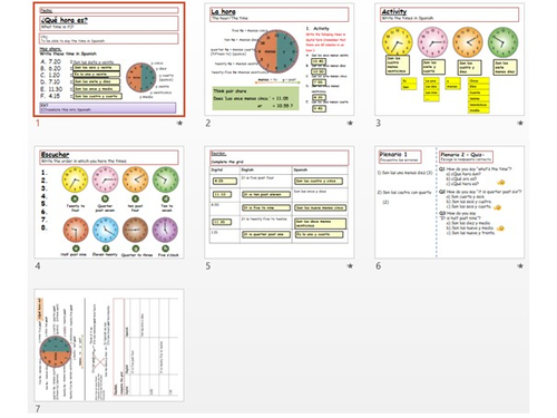 Lesson 32 Telling the time. La hora | Teaching Resources
