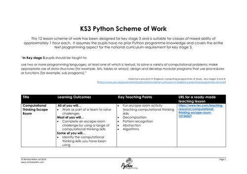 Python programming KS3 assessment | Teaching Resources