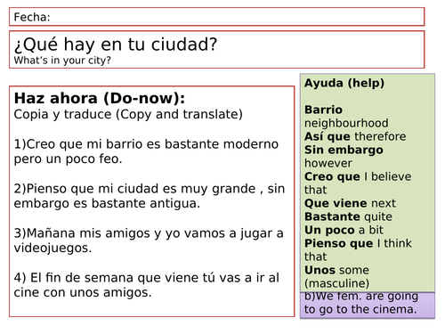 Lesson 49 Spanish. What is in your city? que hay en tu ciudad ...