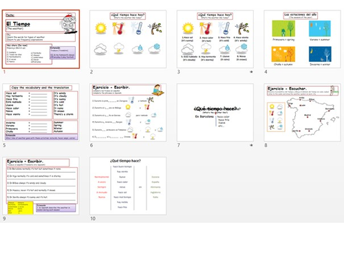 Lesson 51 Spanish. Weather. Seasons Que tiempo hace? | Teaching Resources