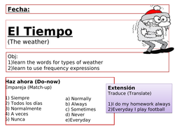 Lesson 51 Spanish. Weather. Seasons Que tiempo hace? | Teaching Resources