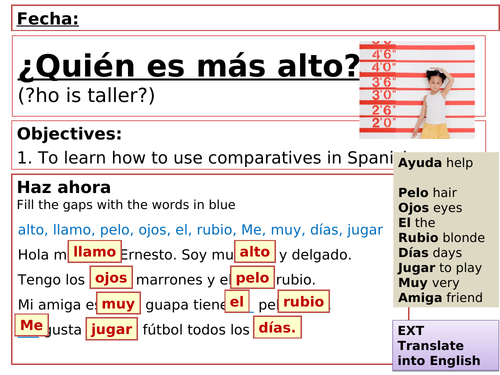 Lesson 53 Spanish. Comparisons | Teaching Resources