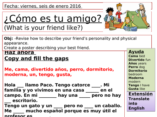 Lesson 55 Spanish. Physical Characteristics. como es mi amigo ...