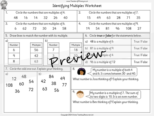 Identifying Multiples - Year 5 | Teaching Resources