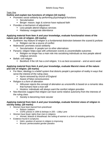 AQA A Level Sociology: Beliefs | Teaching Resources