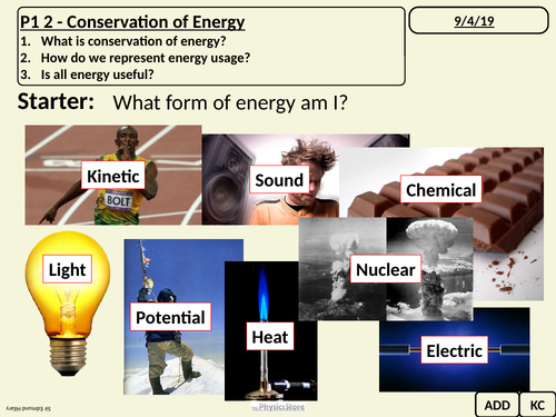 KS4 GCSE Physics AQA P1 2 Conservation of Energy | Teaching Resources