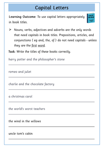 Capital Letters Worksheets | Teaching Resources