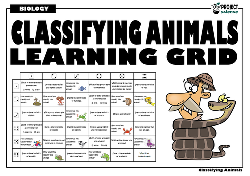 Classifying Animals Learning Grid | Teaching Resources