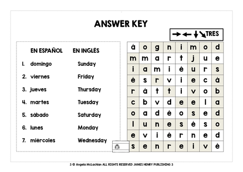 SPANISH DAYS OF THE WEEK WORD SEARCHES | Teaching Resources