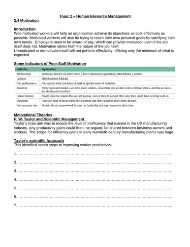 IB Business Management - Unit 2 - Human Resource Management ...