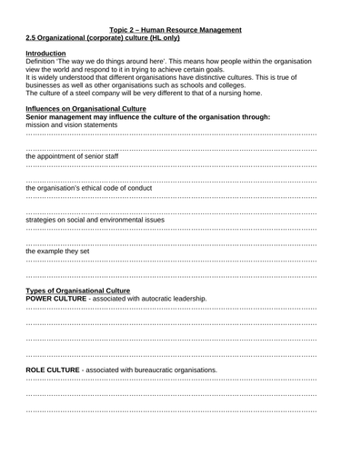 IB Business Management - Unit 2 - Human Resource Management ...