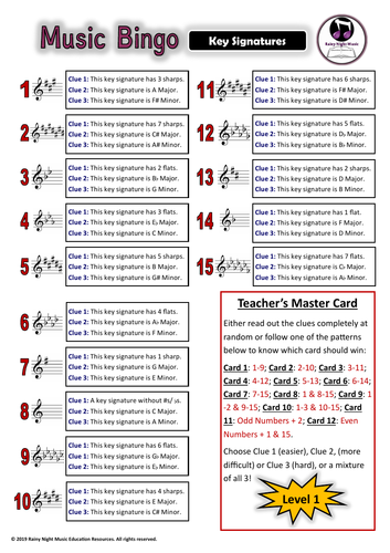 MUSIC BINGO Key Signatures | Teaching Resources