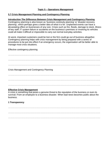 IB Business Management - Unit 5 – Operations Management – Worksheets ...