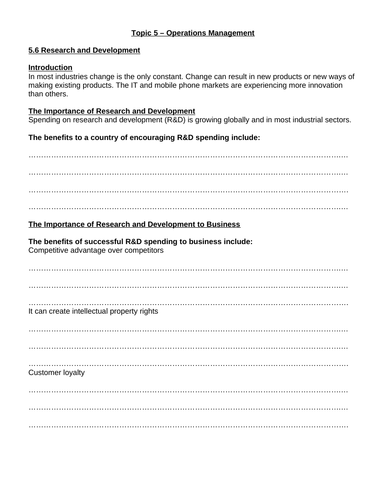 IB Business Management - Unit 5 – Operations Management – Worksheets ...