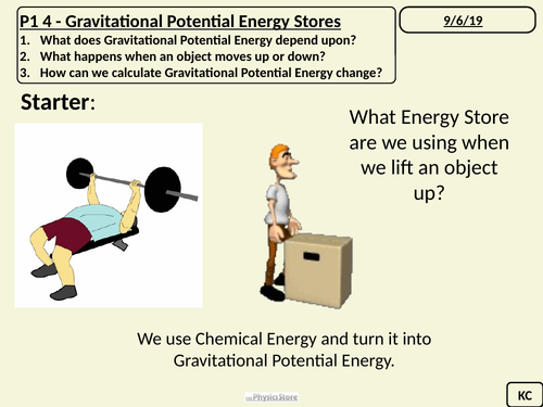 KS4 GCSE Physics AQA P1 4 Gravitational Potential Energy Stores Lesson ...