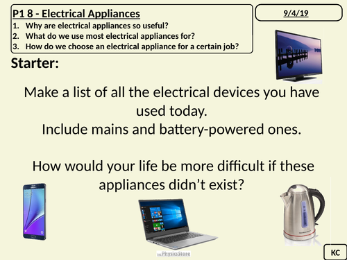 KS4 GCSE Physics AQA P1 8 Electrical Appliances Lesson Bundle ...