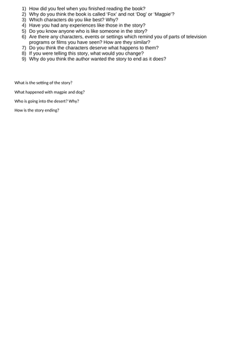 FOX_Margaret_Wild_planning_LOs_pptlessons | Teaching Resources