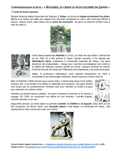 Written comprehension (French) / Compréhension écrite : "Hachiko, le ...