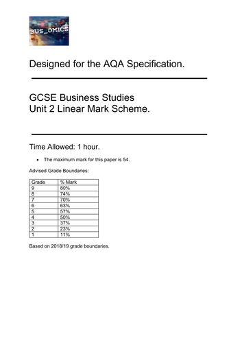 GCSE AQA Business Studies Assessment | Teaching Resources