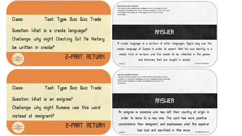 Power and Conflict Quiz Quiz Trade Cards | Teaching Resources