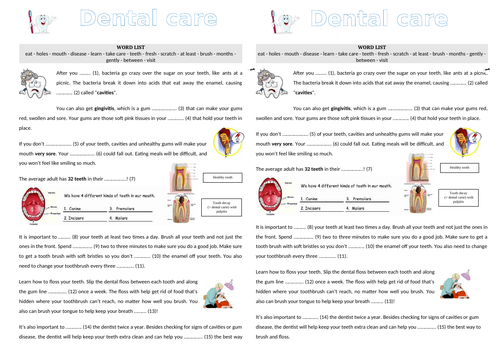 Written comprehension - Dental care (English / ESL) | Teaching Resources