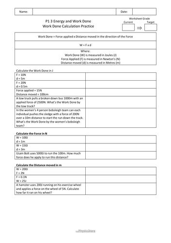 KS4 GCSE Physics AQA P1 Conservation and Dissipation of Energy - 22 WS ...