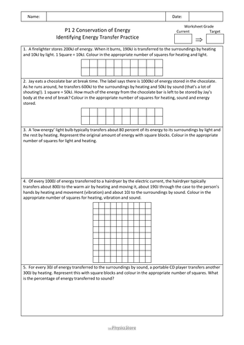 KS4 GCSE Physics AQA P1 Conservation and Dissipation of Energy - 22 WS ...