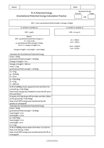 KS4 GCSE Physics AQA P1 Conservation and Dissipation of Energy - 22 WS ...