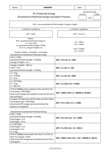 KS4 GCSE Physics AQA P1 Conservation and Dissipation of Energy - 22 WS ...