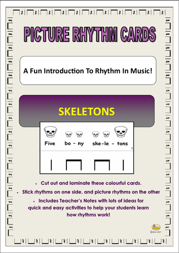 Picture Rhythm Cards - HALLOWEEN - "SKELETONS" | Teaching Resources
